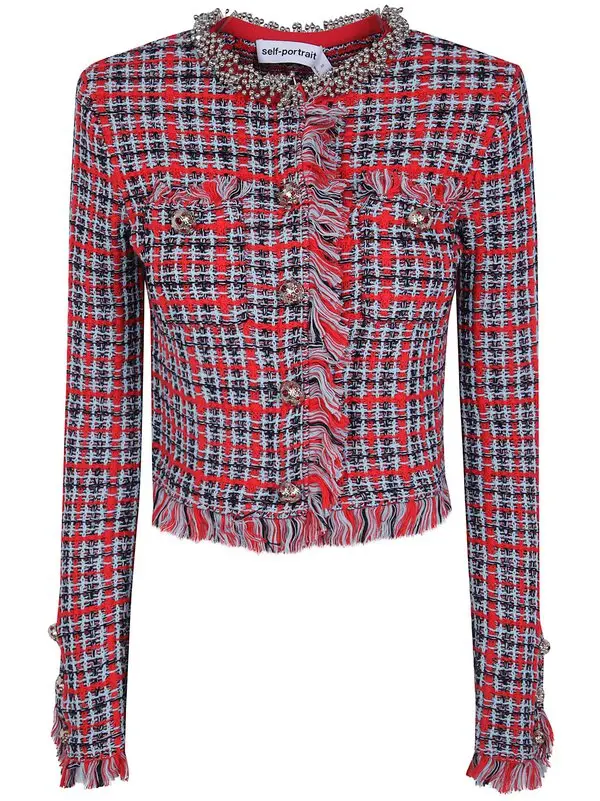SELF-PORTRAIT Frayed Knit Jacket