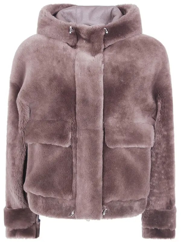 BLANCHA Straight Merino Shearling Hooded Jacket