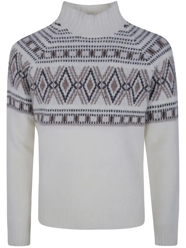 BARBA NAPOLI Jacquard Embroidered Turtleneck Sweater
