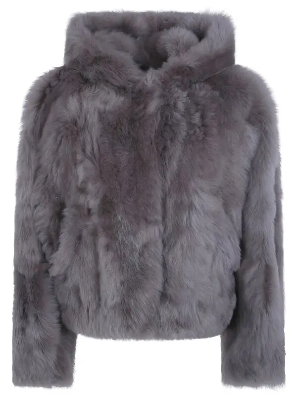 BLANCHA Toscana Shearling Furry Hooded Jacket