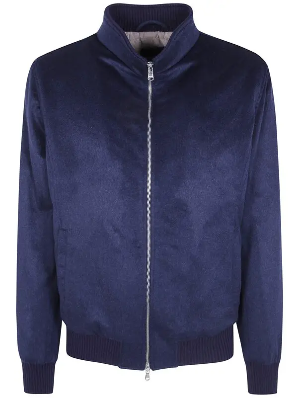 BARBA NAPOLI Cashmere Bomber Jacket - Blue