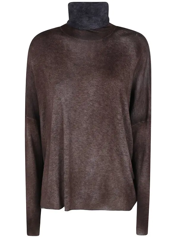 Avant Toi Hand Painted Ultralight Cashmere Wool High Neck Sweater