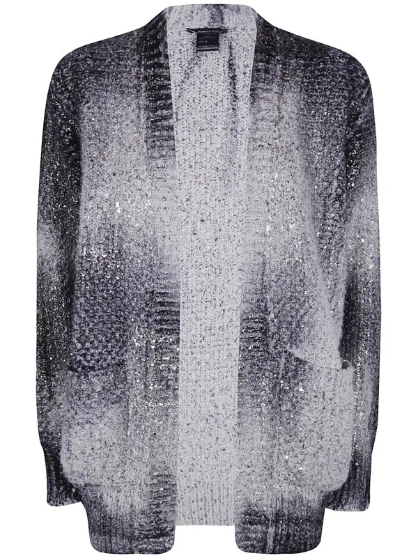 Avant Toi Laminated Scratched Effect Moss Stitch V-neck Sweater