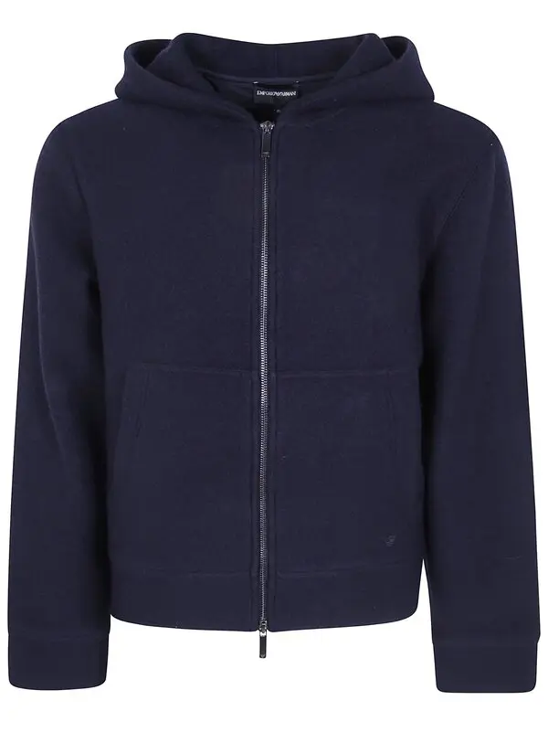 Emporio Armani Wool Cotton Blend Full Zip Hooded Jacket