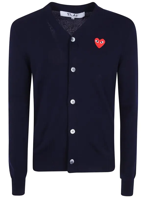Play Comme Des Garcon V-neck Cardigan With Emblem Knit