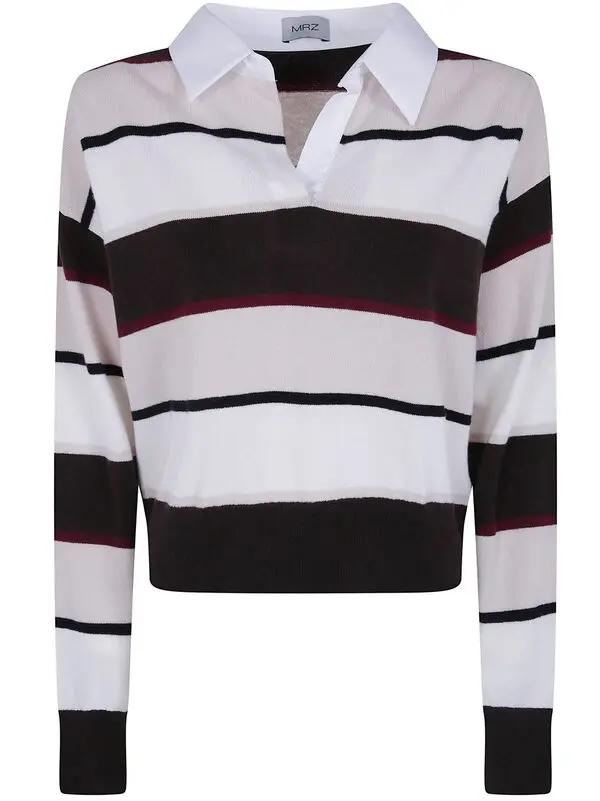MRZ Sweater Long Sleeves "oversized Long Sleeves Polo Neck