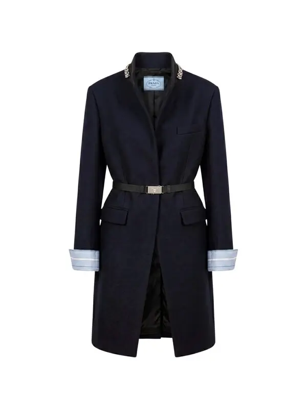 Prada Single-breasted Embroidered Wool Coat