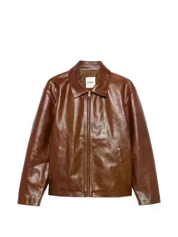 Sandro Ales Leather Jacket - Brown