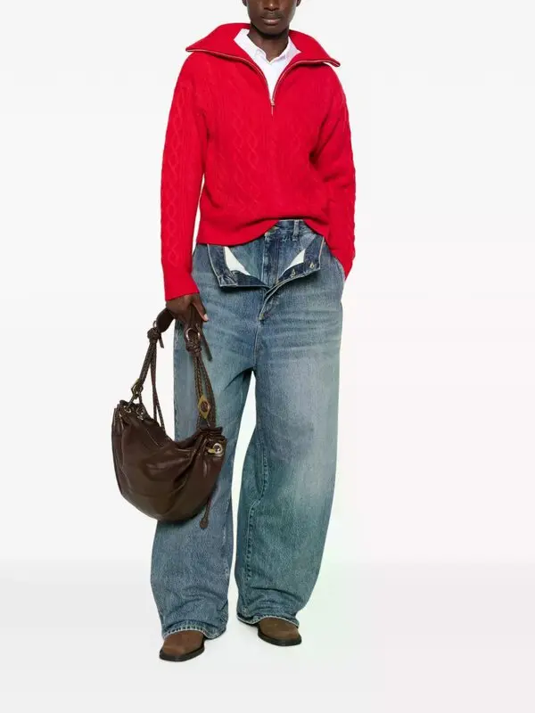Sandro Cable-knit Quarter-zip Sweater
