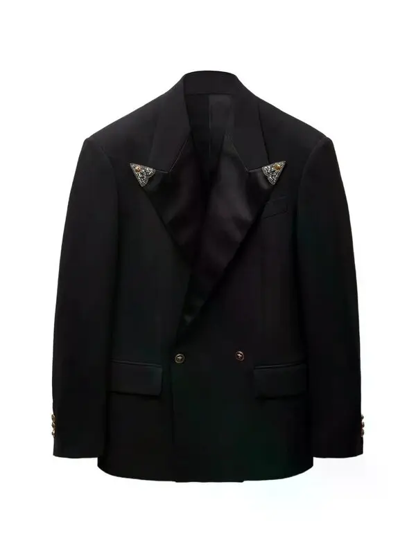 Versace Embroidered-lapel Wool Stretch Blazer