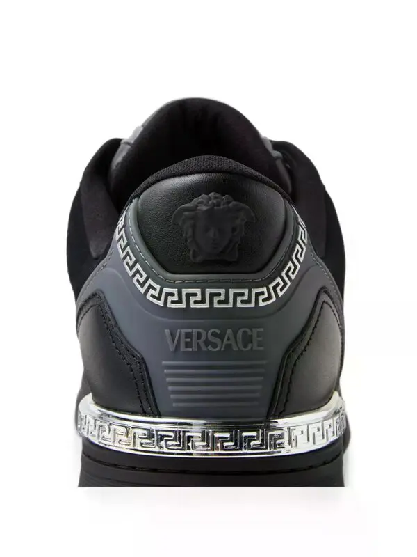 Versace Biggie Basket Leather And Jacquard Canvas Sneakers