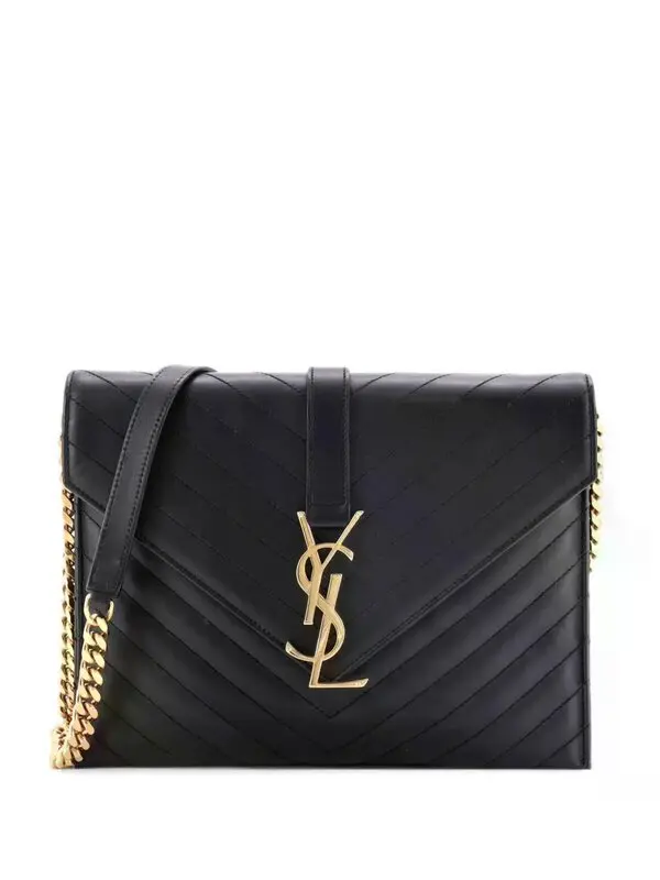 Saint Laurent Classic Monogram Envelope Chain Bag Matelasse Chevron Leather Shoulder Bag