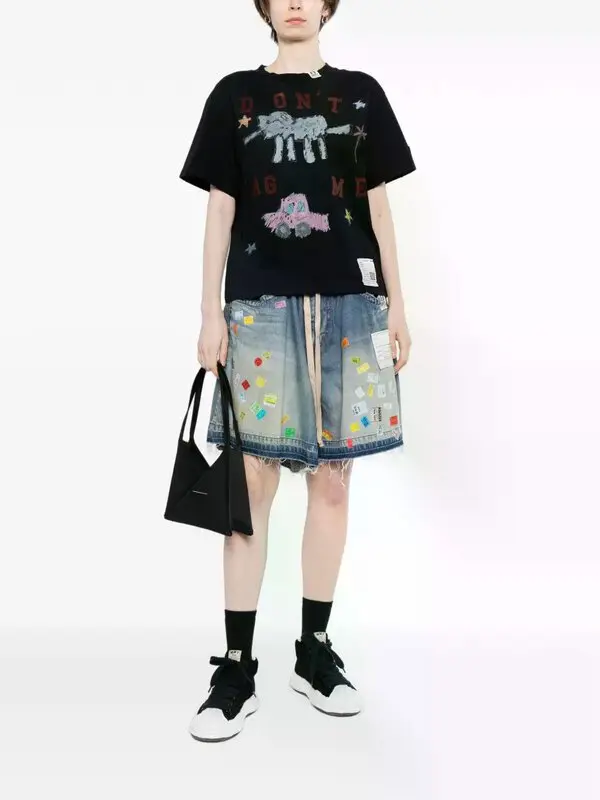 Mihara Yasuhiro Patch-detail Frayed-hem Shorts