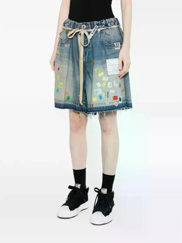 Mihara Yasuhiro Patch-detail Frayed-hem Shorts
