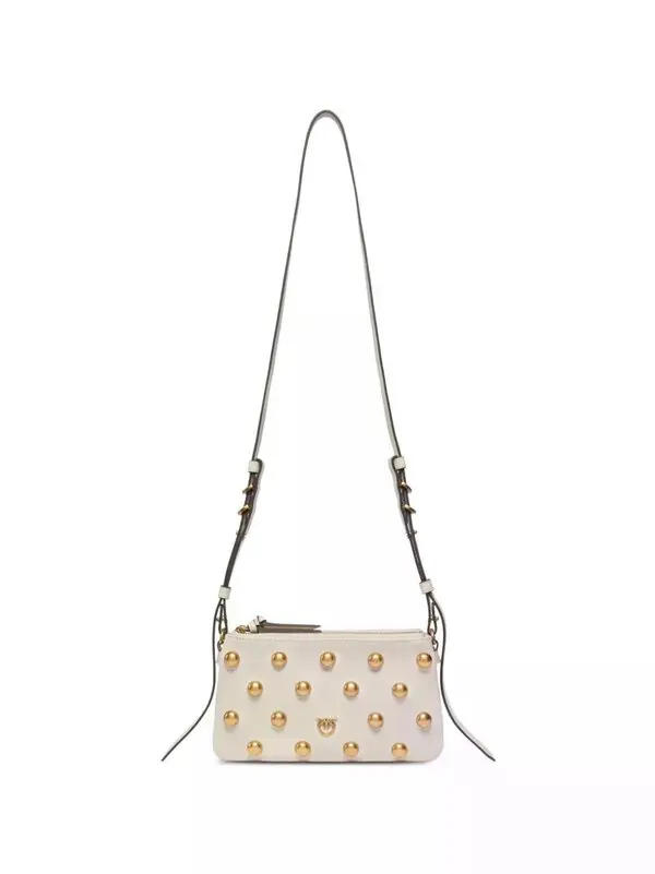 Pinko Stud-embellished Leather Shoulder Bag - Neutrals