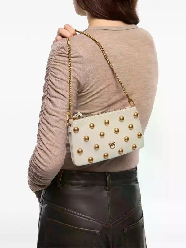 Pinko Stud-embellished Leather Shoulder Bag