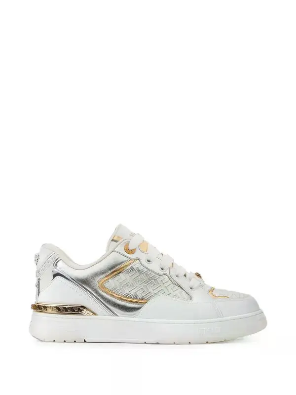 Versace Biggie Basket Leather & Metallic-nappa Trainers