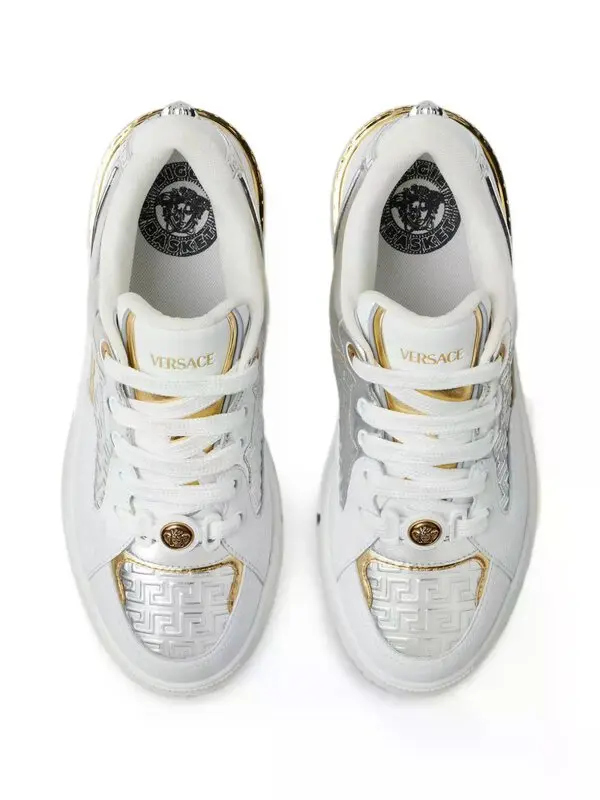 Versace Biggie Basket Leather & Metallic-nappa Trainers