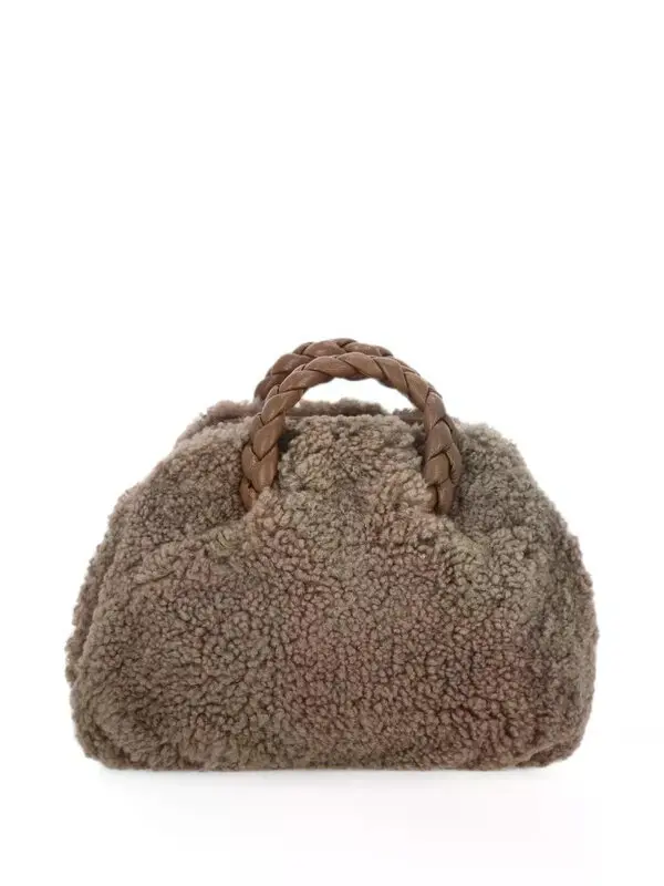 Hereu Braided-handle Shearling Tote Bag