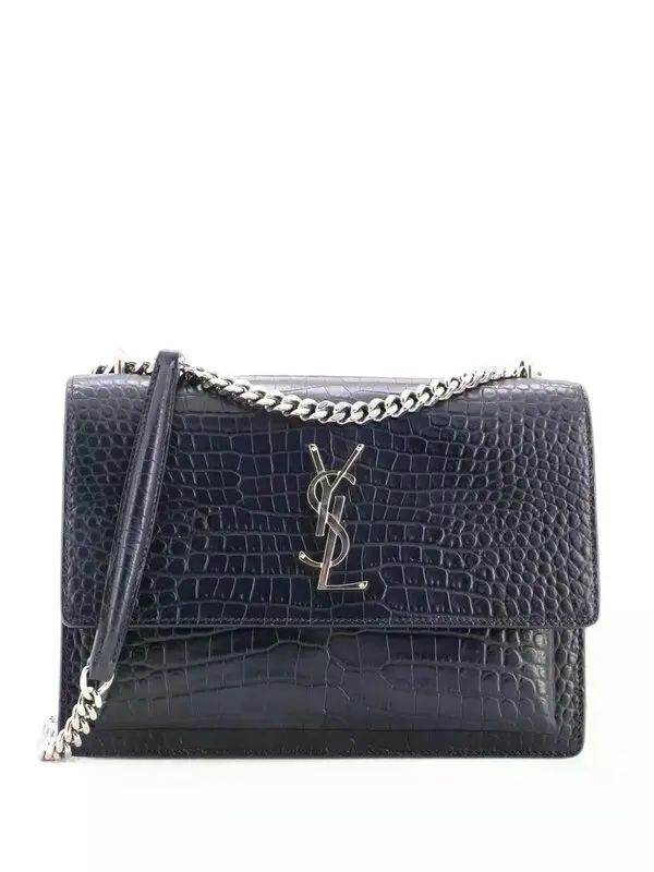Saint Laurent Sunset Crocodile Embossed Leather Medium Crossbody Bag