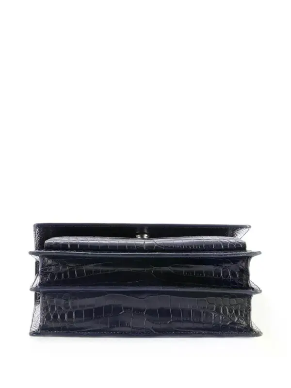 Saint Laurent Sunset Crocodile Embossed Leather Medium Crossbody Bag