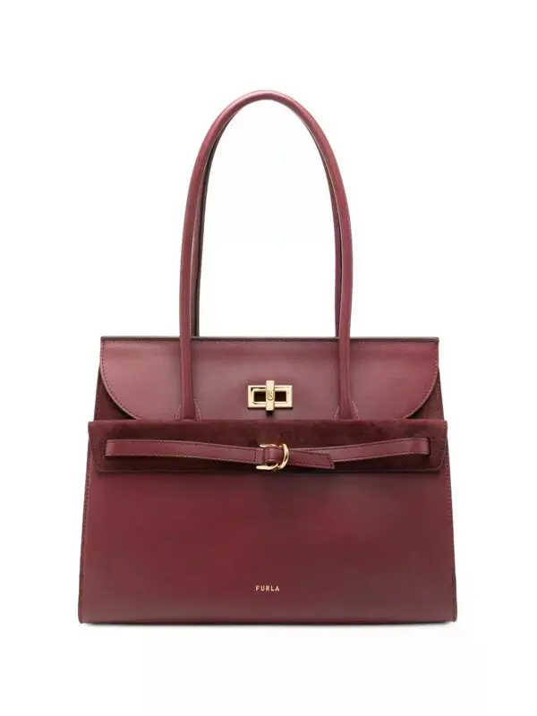 Furla Leather Tote Bag With Turn-lock And Buckle Detail