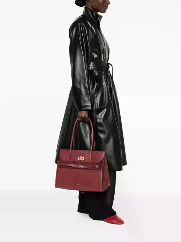 Furla Leather Tote Bag With Turn-lock And Buckle Detail