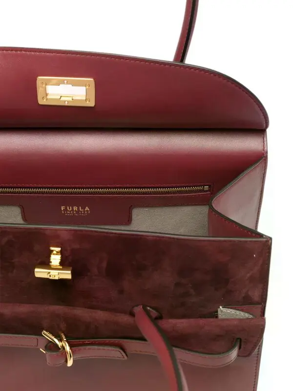 Furla Leather Tote Bag With Turn-lock And Buckle Detail