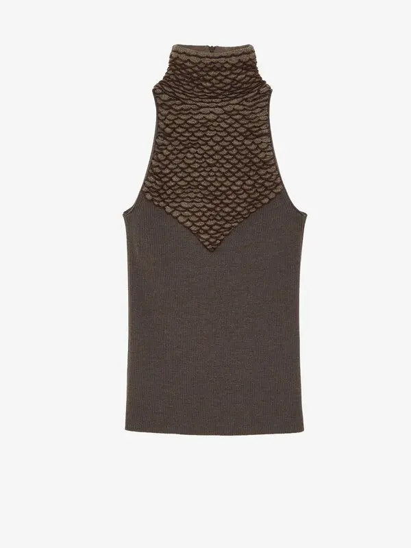Alexander McQueen Knit Feathers Top - Brown