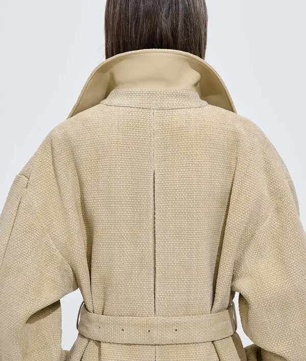 Bottega Veneta Mini Intreccio Suede Leather Coat
