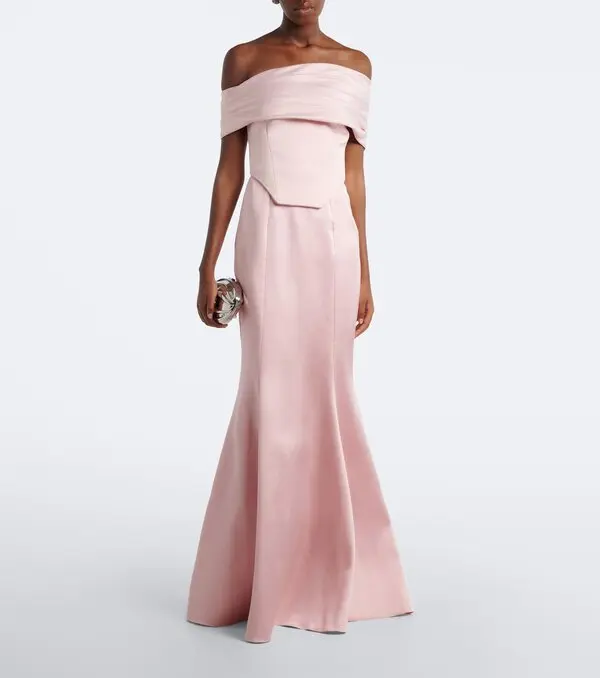 Solace London Alta Off-shoulder Bustier Gown