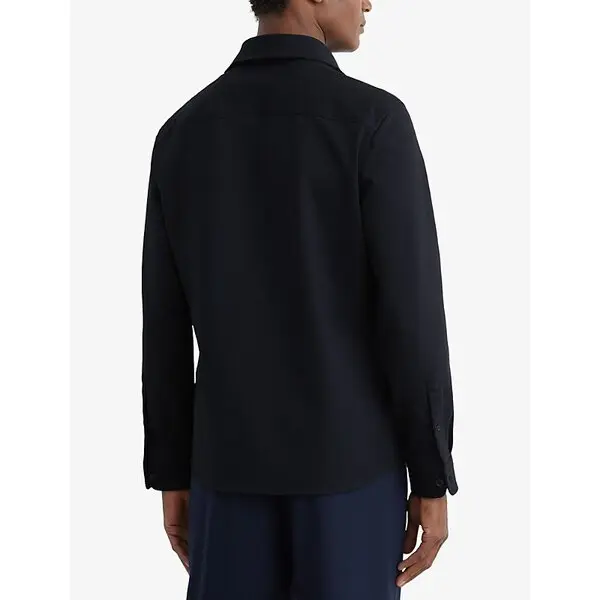 REISS Mcshane Patch-pocket Wool-blend Shirt - Navy