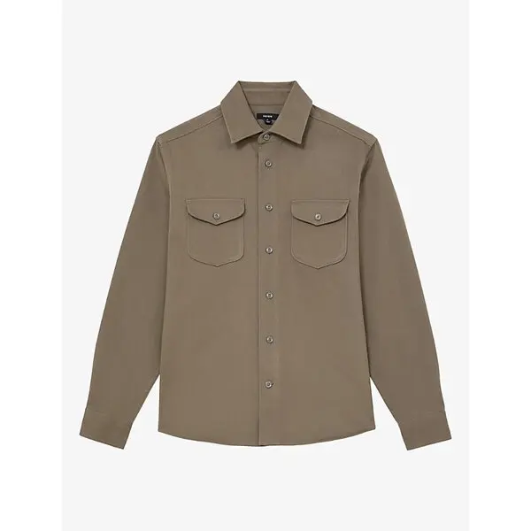 REISS Astra Flap-pocket Cotton-twill Shirt
