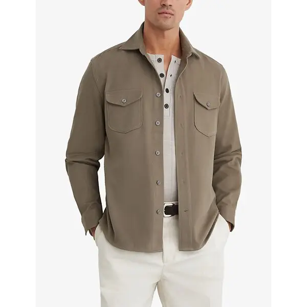 REISS Astra Flap-pocket Cotton-twill Shirt