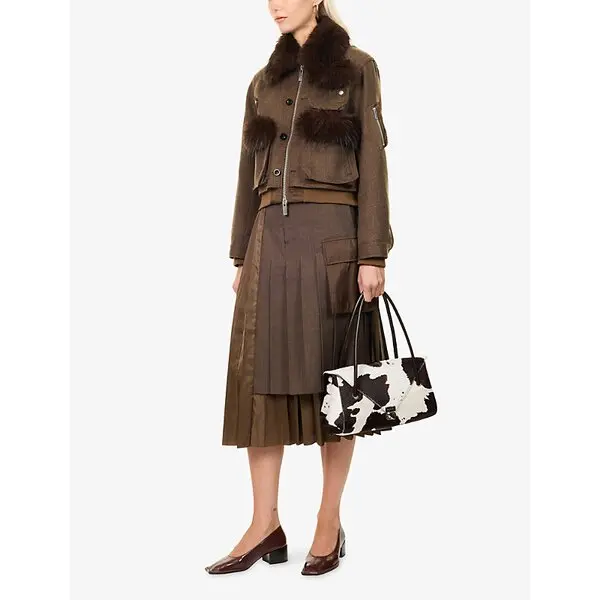 Sacai Faux-fur Trimmed Wool Jacket