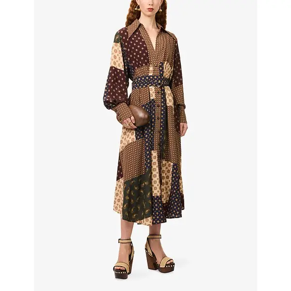 Zimmermann Patchwork Silk-blend Midi Dress