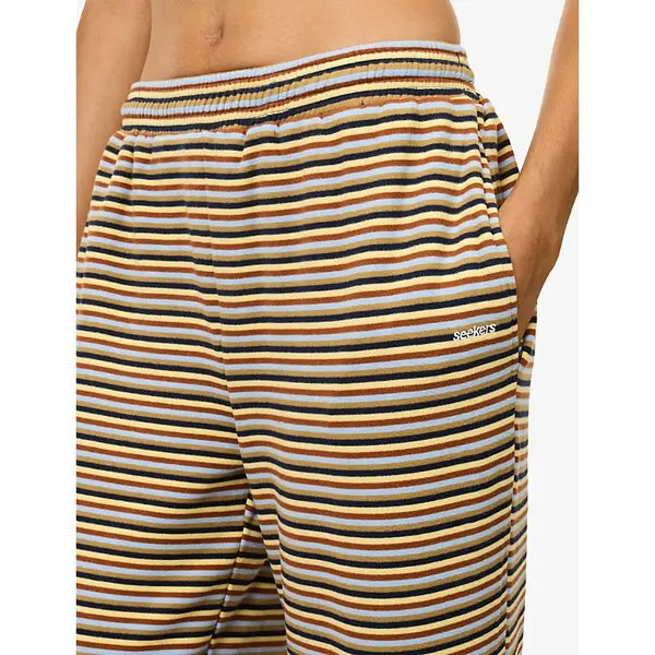 SISTERS & SEEKERS Striped Stretch-jersey Jogging Bottoms - Navy