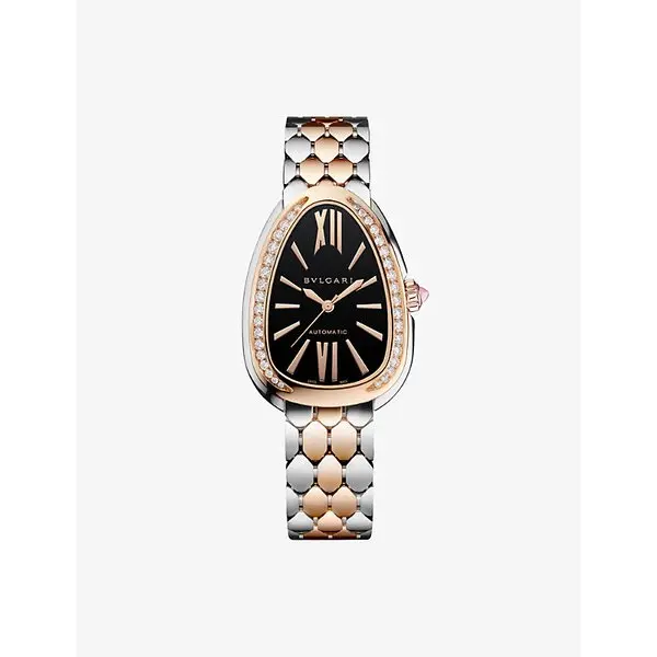 BVLGARI Serpenti Seduttori 18ct Gold And Stainless Steel Diamond Automatic Watch - Black