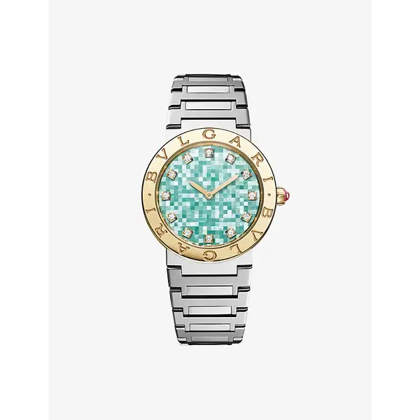 BVLGARI 18ct Yellow Gold And Stainless-steel Quartz Watch - Green