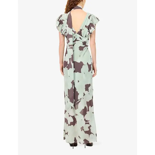 PRETTY LAVISH Andi Ruffle Crepe Maxi Dress