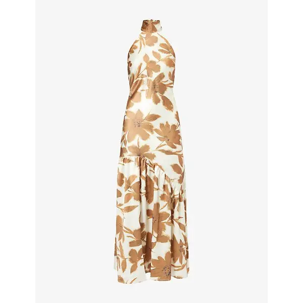PRETTY LAVISH Avery Halterneck Satin Maxi Dress
