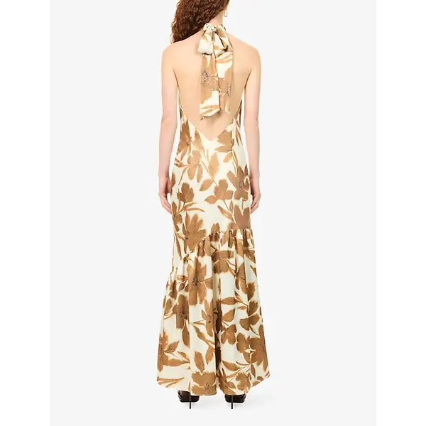 PRETTY LAVISH Avery Halterneck Satin Maxi Dress