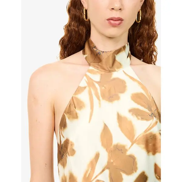PRETTY LAVISH Avery Halterneck Satin Maxi Dress