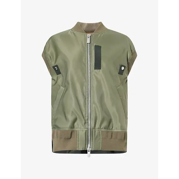 Sacai Relaxed-fit Ribbed-trim Shell Gilet