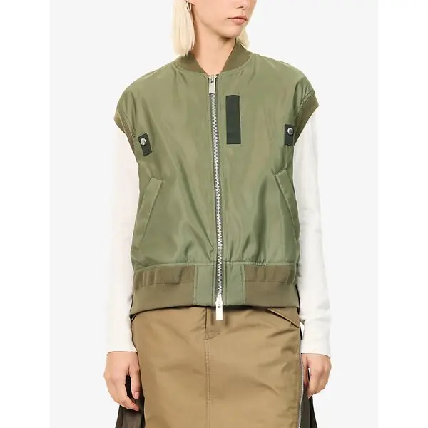 Sacai Relaxed-fit Ribbed-trim Shell Gilet