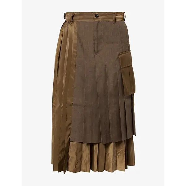 Sacai Double-layered Pleated Midi Skirt