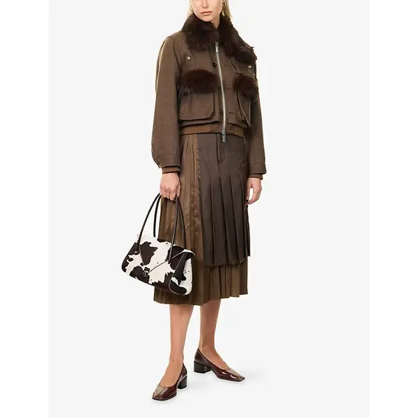 Sacai Double-layered Pleated Midi Skirt