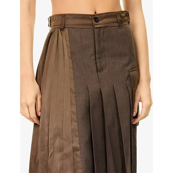 Sacai Double-layered Pleated Midi Skirt