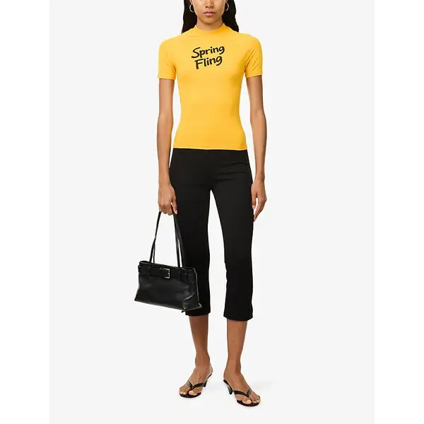 SISTERS & SEEKERS Fling Logo-print Stretch-jersey Top