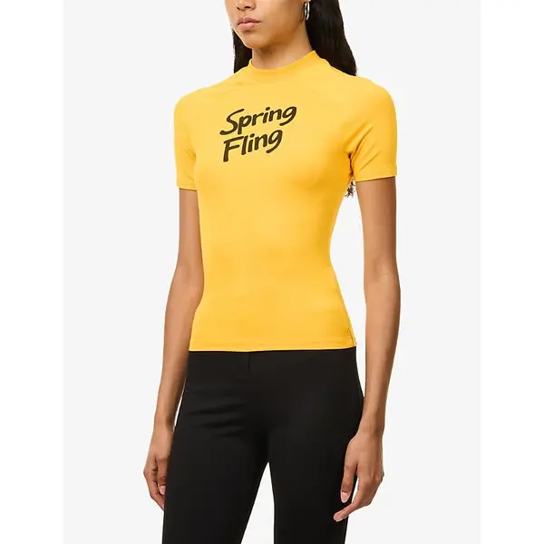 SISTERS & SEEKERS Fling Logo-print Stretch-jersey Top